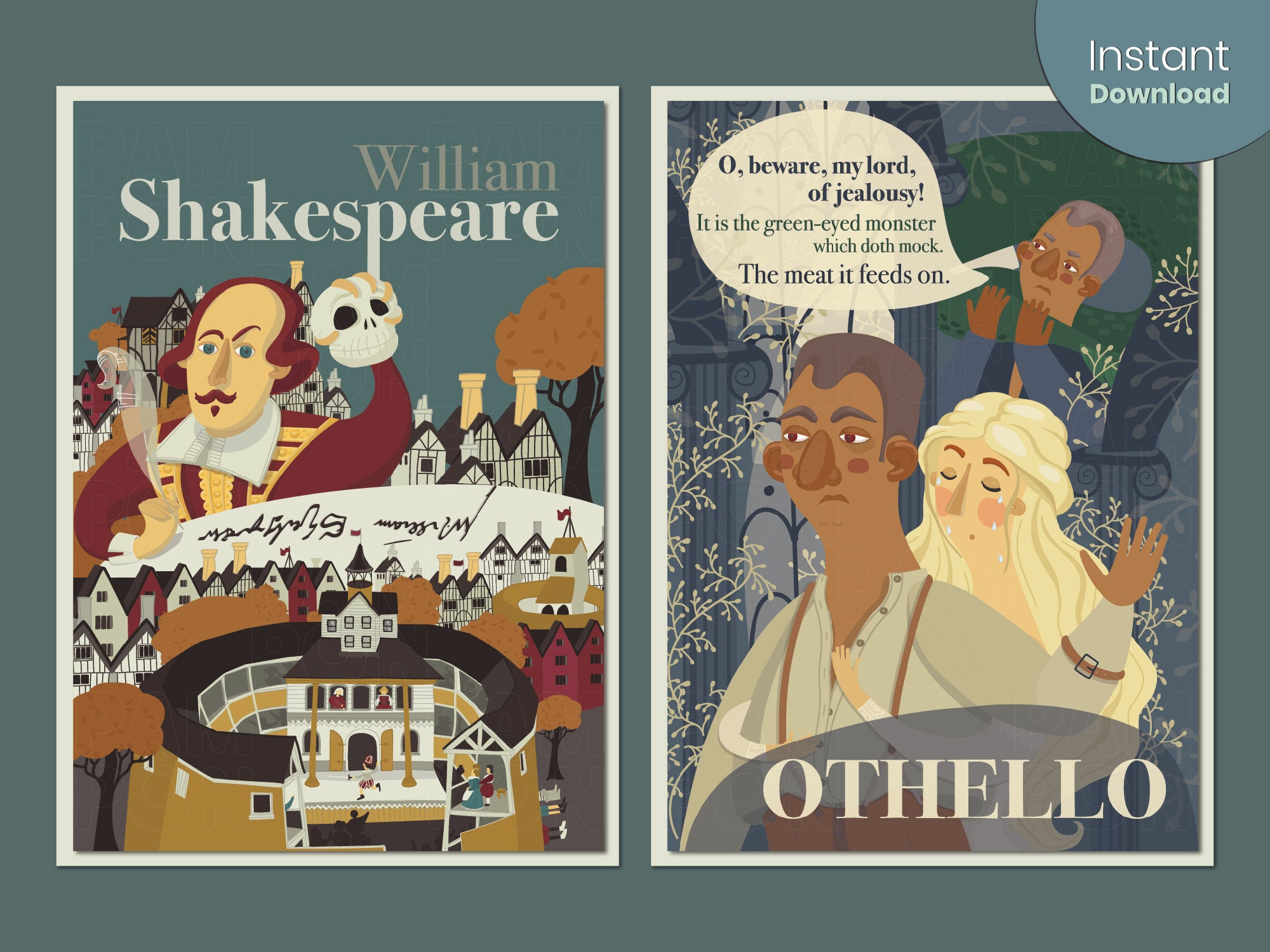 William Shakespeare Printable Posters English Classic - Etsy Australia