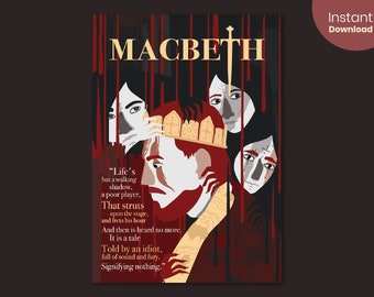Macbeth English Literature Printable Poster school Wall Art - Etsy