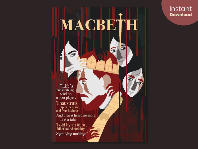 Macbeth Print | English Literature Printable Poster | Wall Art ...