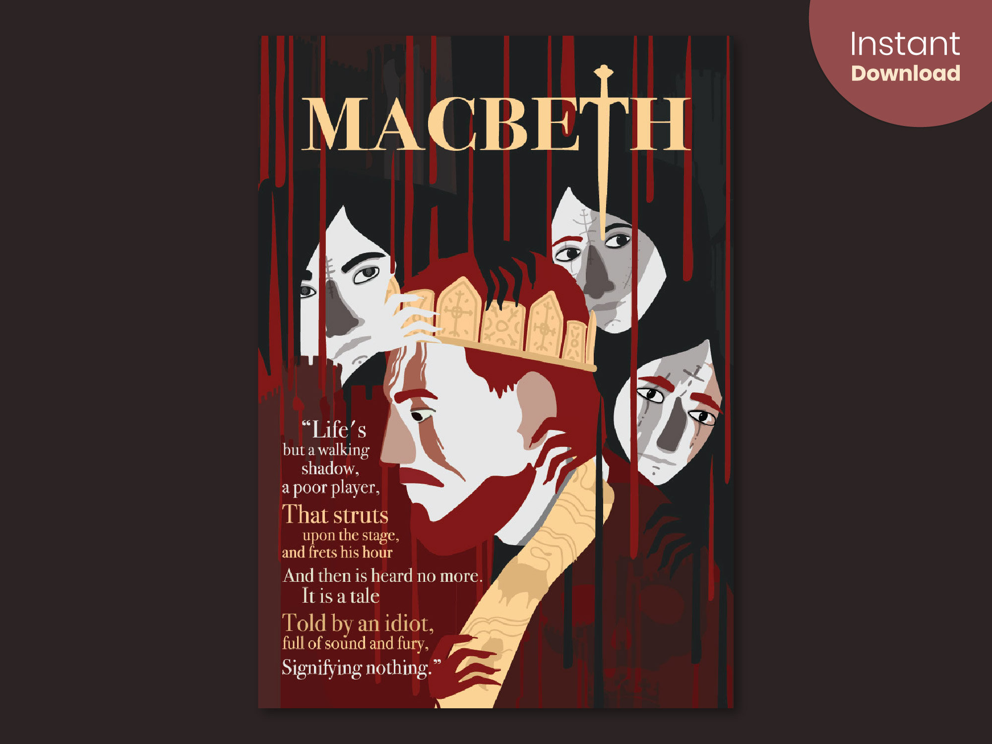 Macbeth Print | English Literature Printable Poster | Wall Art ...