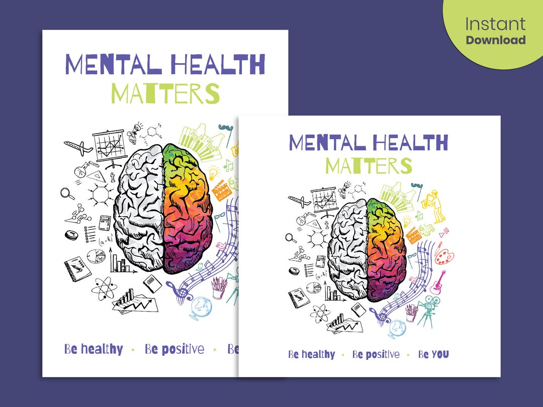 Mental Health Matters Poster | Brain Print | Therapist Wall Art ...