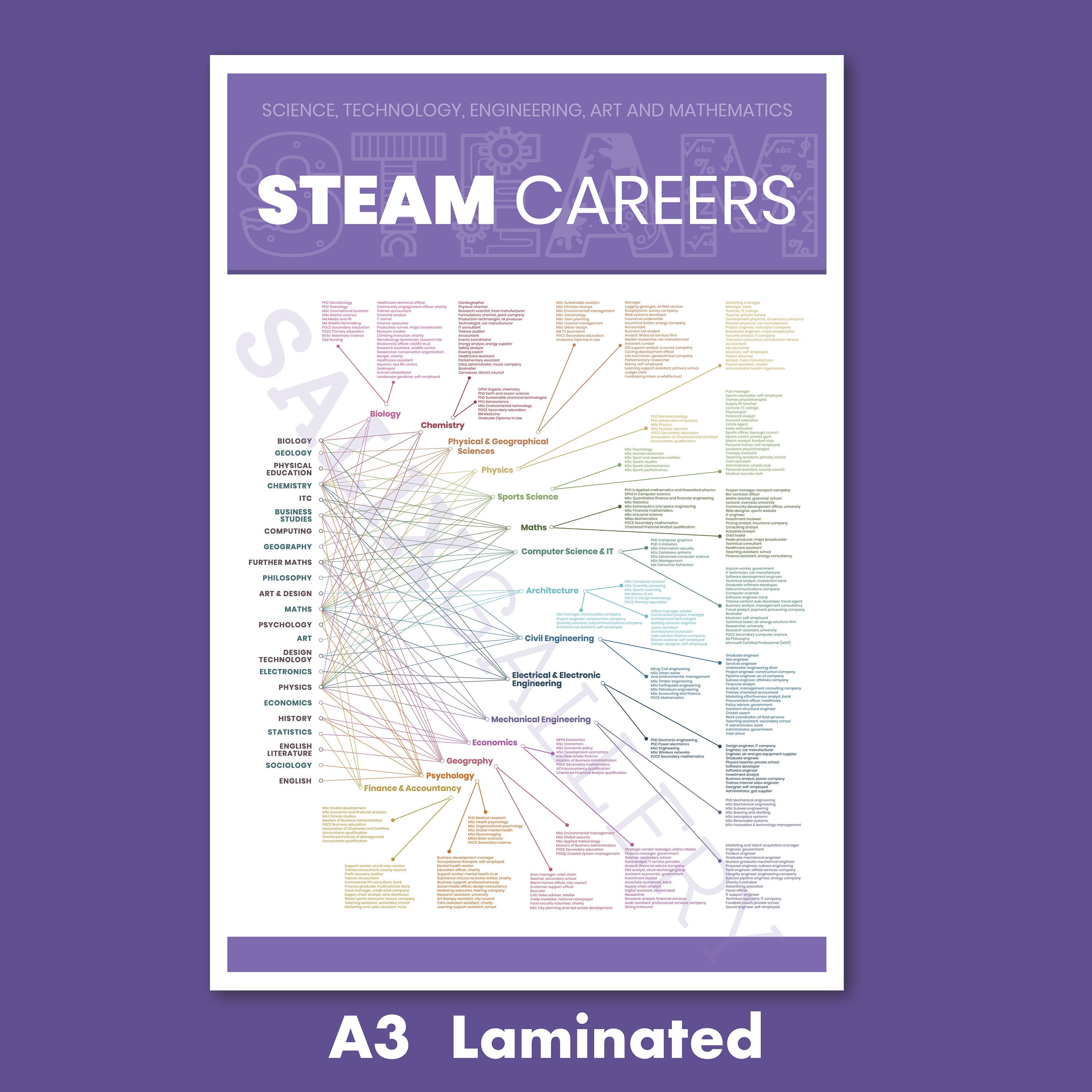 STEM Careers Poster | Laminated A3 | Classroom Decoratiom | Careers Choices - Etsy