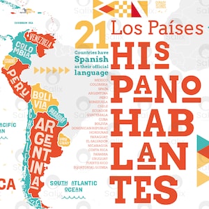 Spanish Speaking Countries Map | Classroom Geography Poster | Español ...