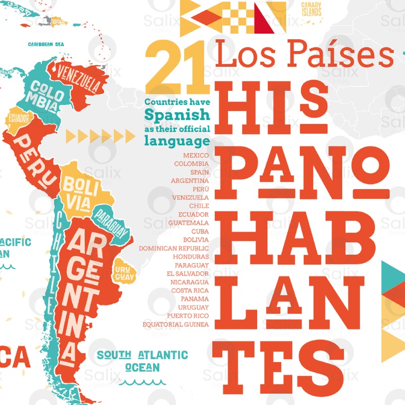 Spanish Speaking Countries Map | Classroom Geography Poster | Español ...