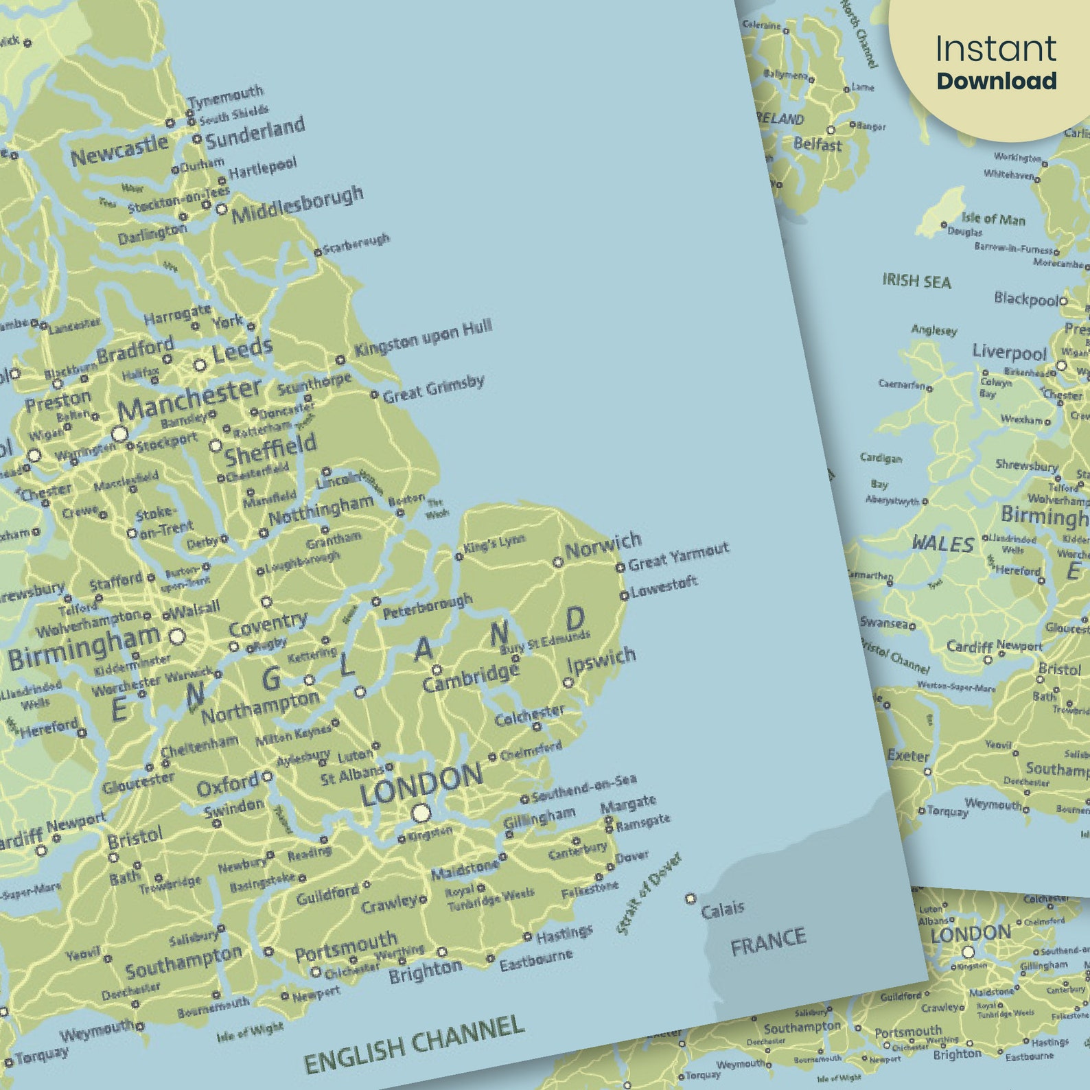 United Kingdom Wall Map Geography Classroom Decor Print UK Map Digital ...