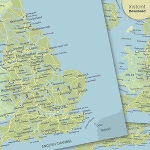 United Kingdom Wall Map | Geography Classroom Decor | Print UK Map ...