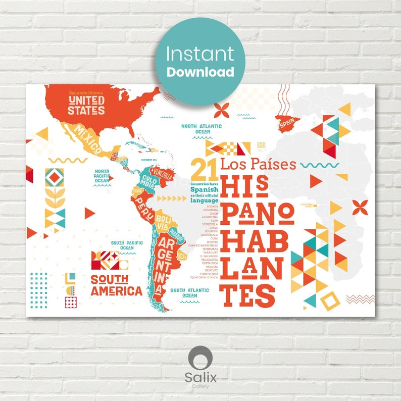 Spanish Speaking Countries Map | Classroom Geography Poster | Español ...