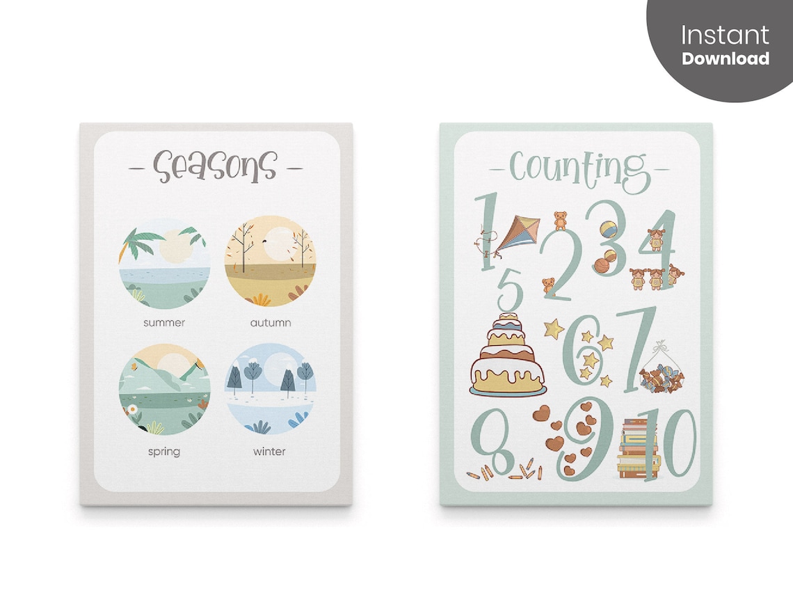 Set of 12 Homeschool Printables Educational Prints - Etsy