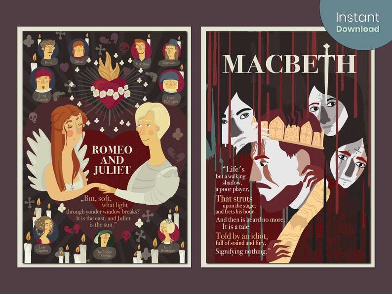 William Shakespeare Printable Posters | English Classic Literature ...