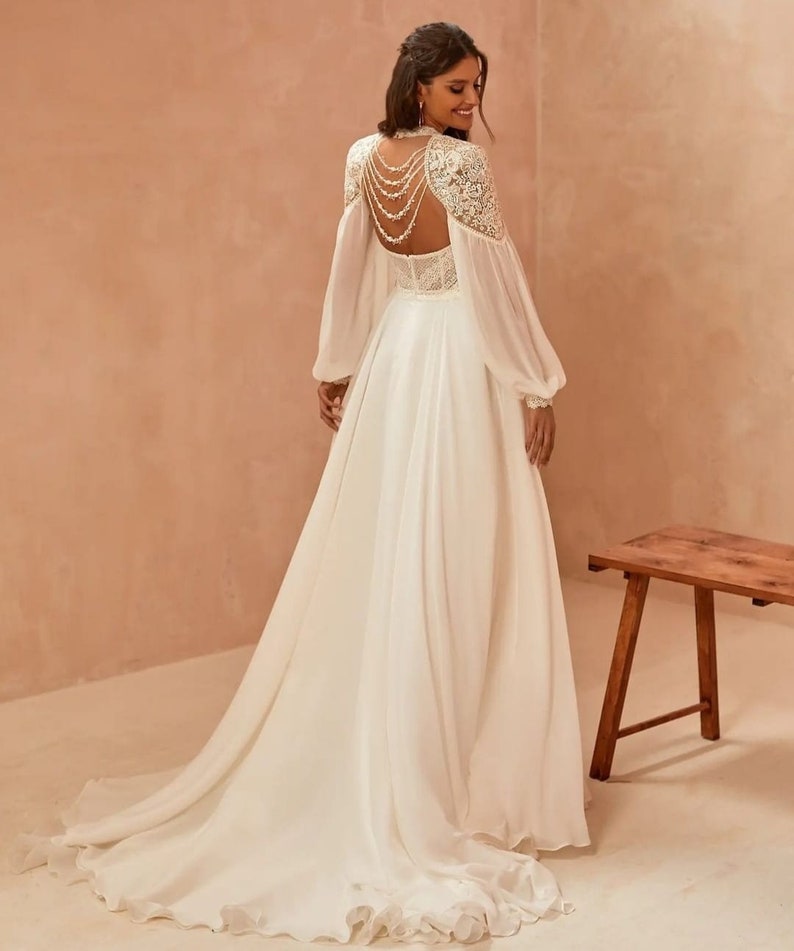 Minimalist Modern Wedding Dress Boho Modest Wedding Dress - Etsy