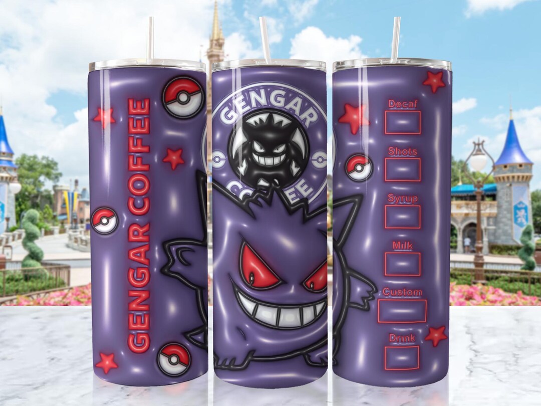 Gengar Coffee Inflated Tumbler Design Png Tumbler Wrap 20oz - Etsy