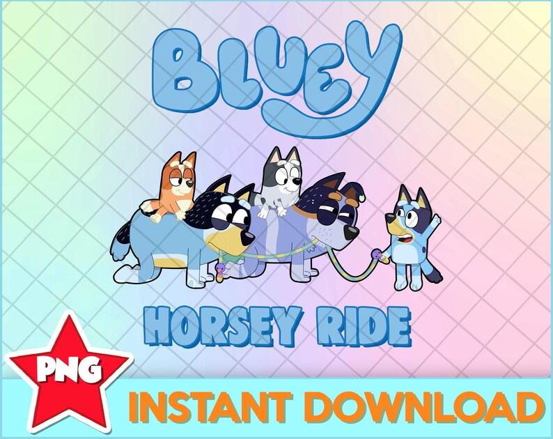 Bluey Horsey Ride Bluey Muffin Heeler Png Funny Bluey and - Etsy