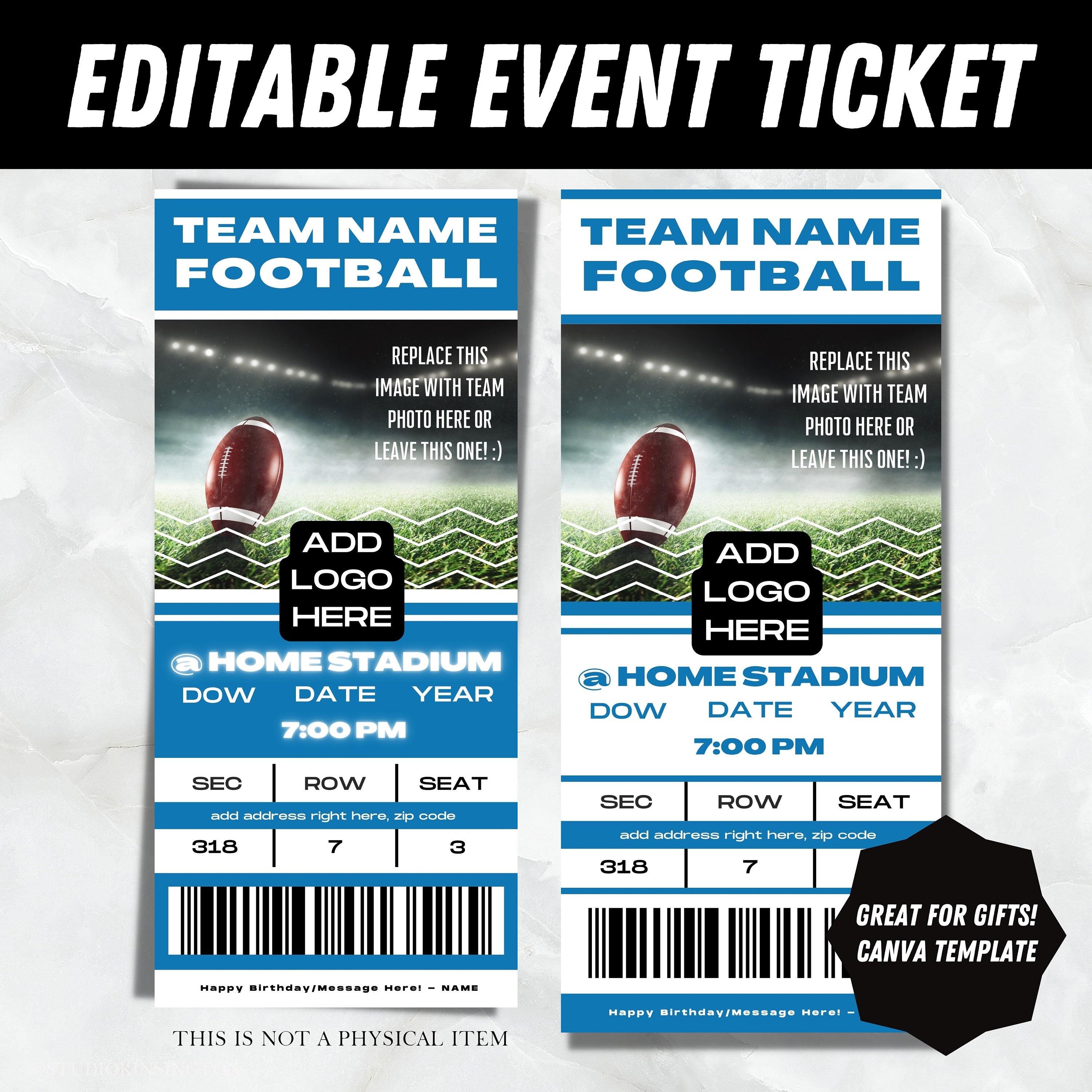 Printable/editable Detroit + Football Lions Colors Game Ticket/event ...