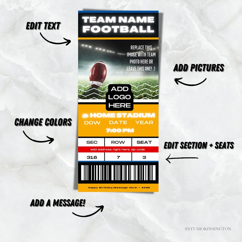 Printable/editable Pittsburgh + Football Steelers Colors Game Ticket ...