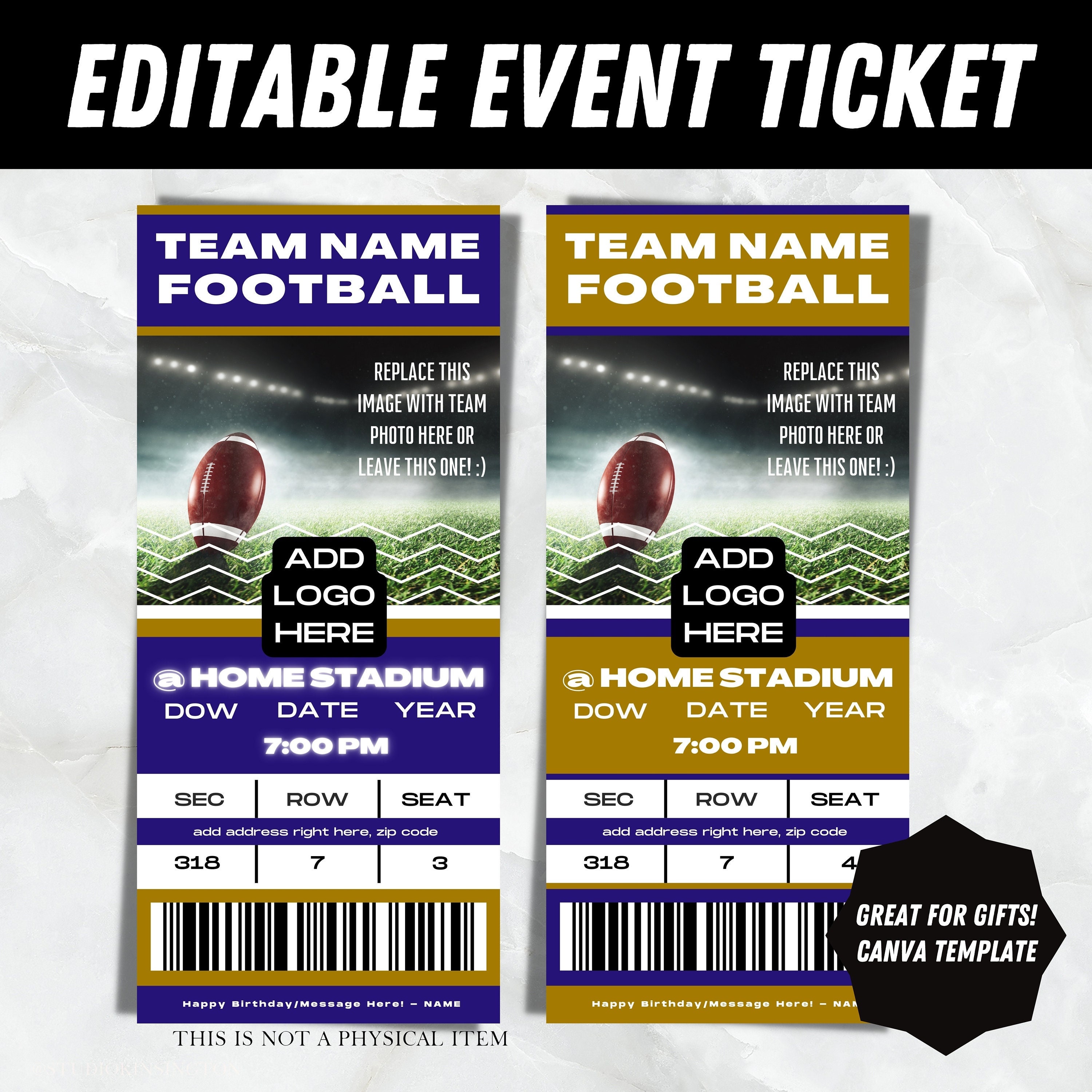 Printable/editable Baltimore Football Ravens Colors Game Ticket/event ...