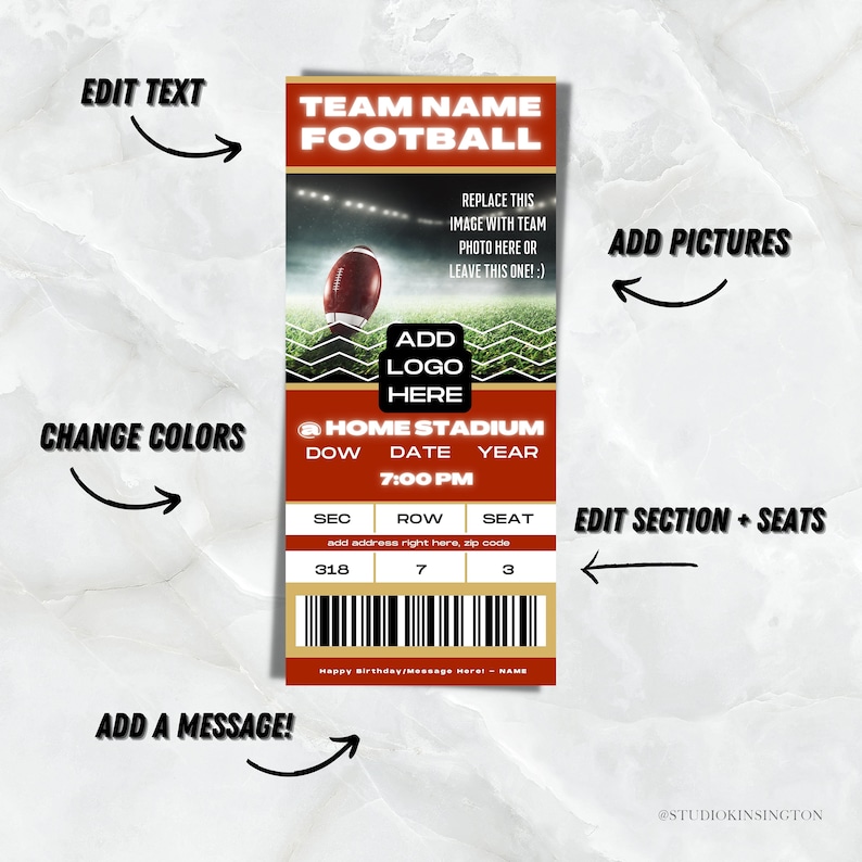 Printable/editable San Francisco Football 49ers Colors Game Ticket ...