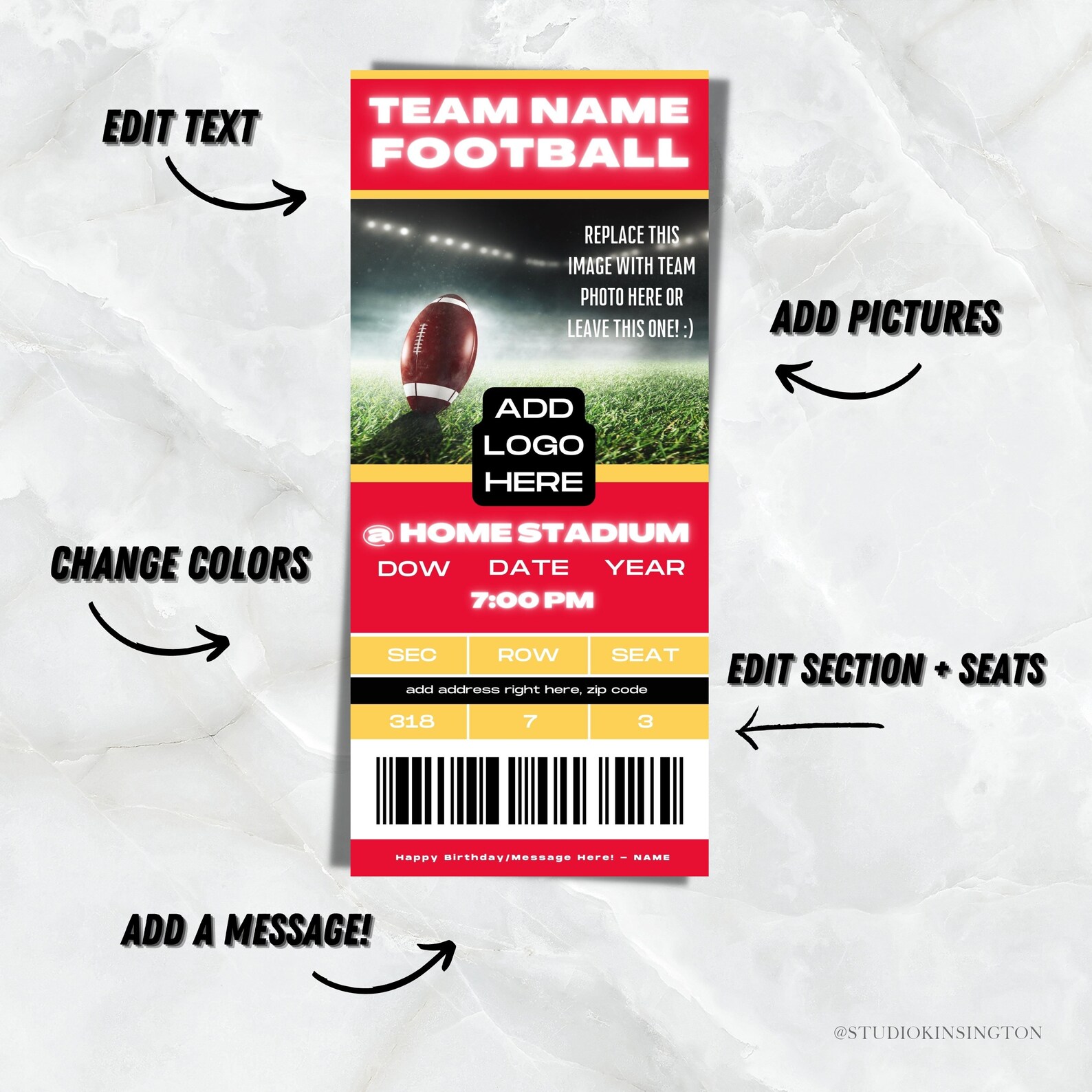 Printable/editable Kansas City Red + Yellow Chiefs Colors Football ...