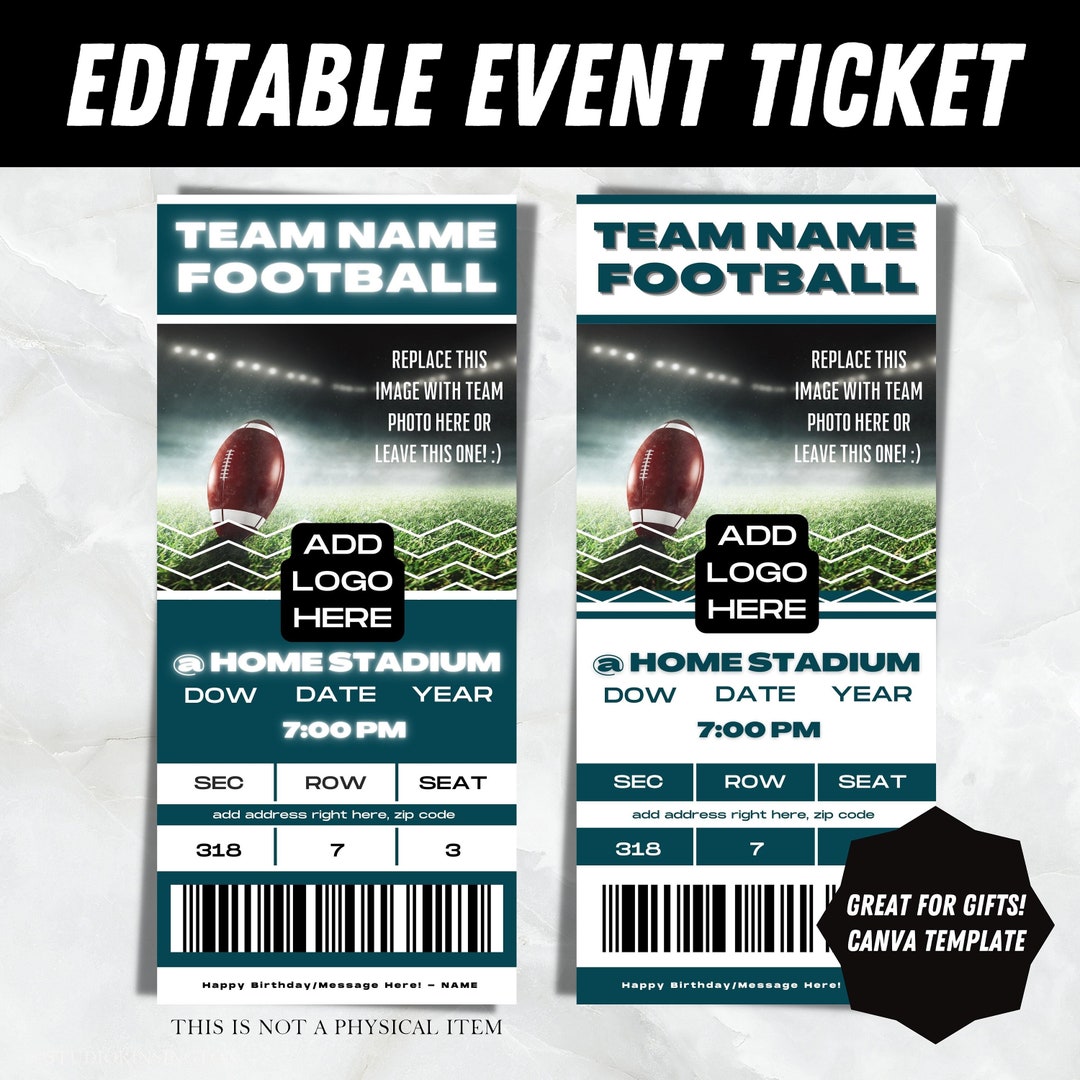 Printable/editable Philadelphia + Football Eagles Colors Game Ticket ...