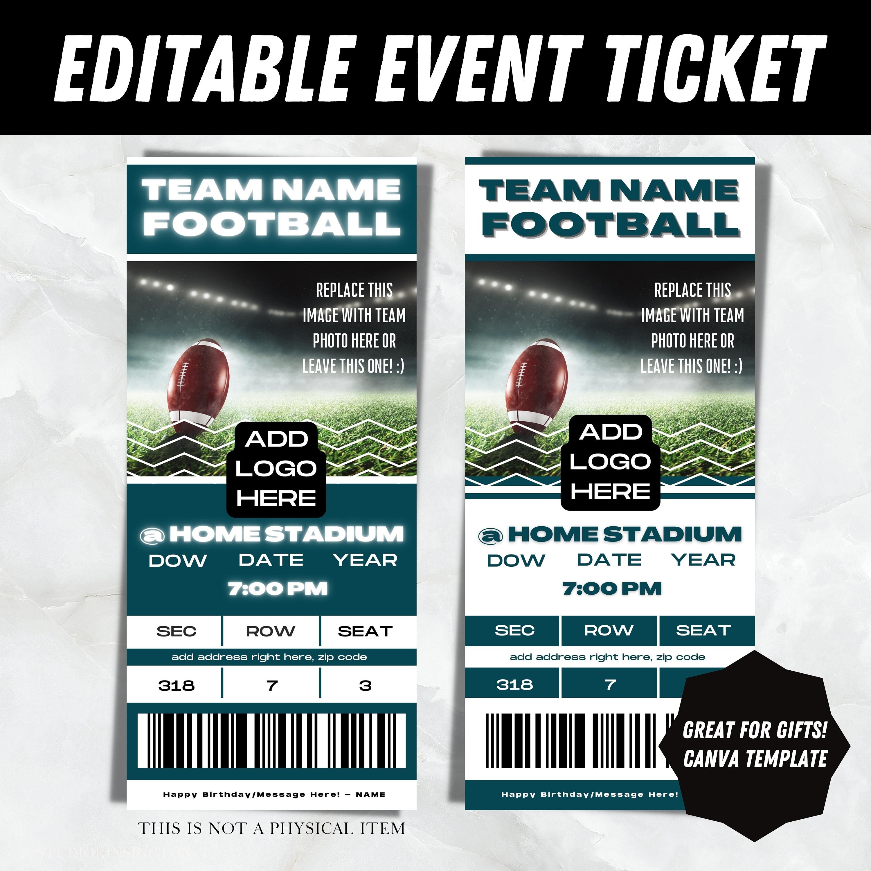 Printable/editable Philadelphia Football Eagles Colors Game Ticket ...