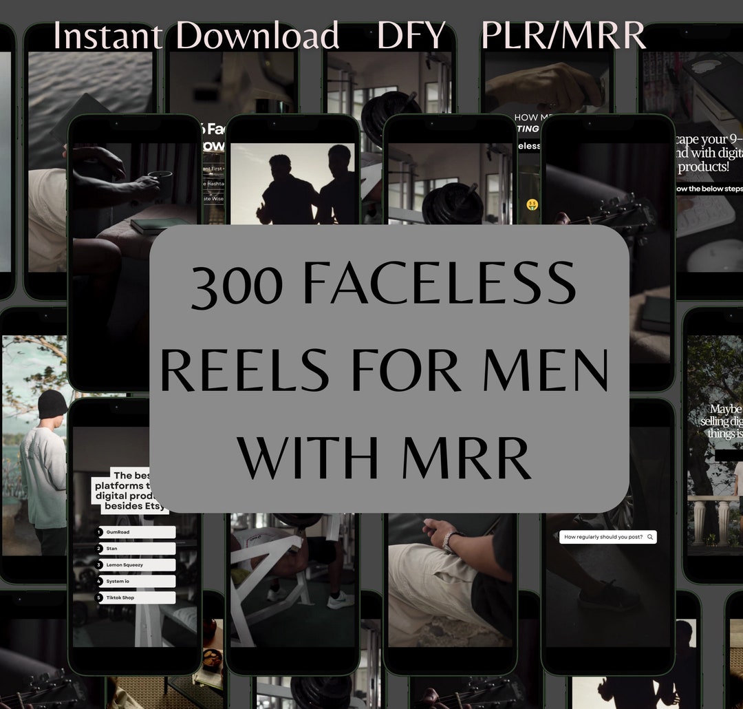 300 Faceless Reels for Men, Instagram Reels, MRR, PLR, Faceless Reels ...