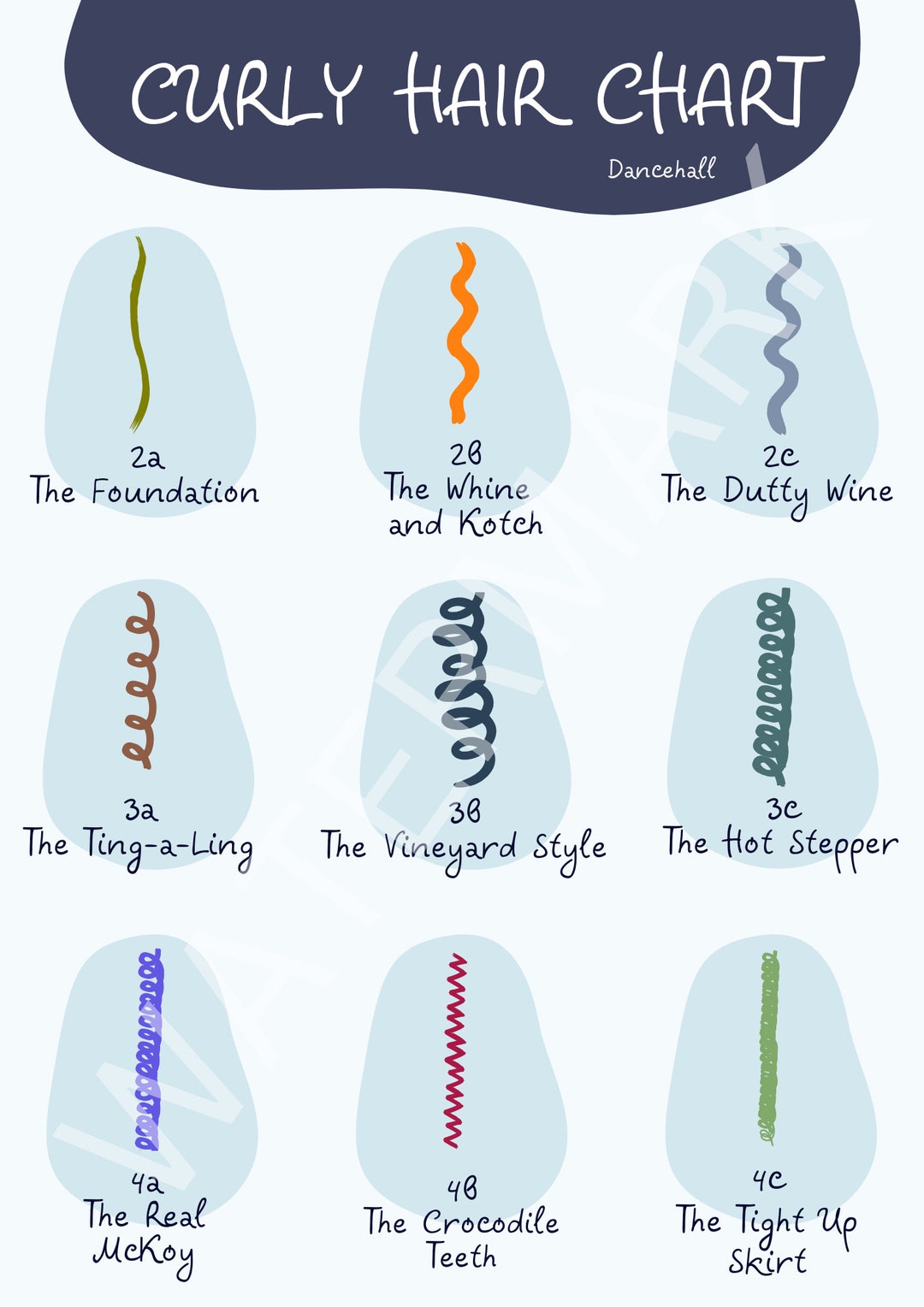 Curly Hair Chart - Dancehall Edition - Etsy