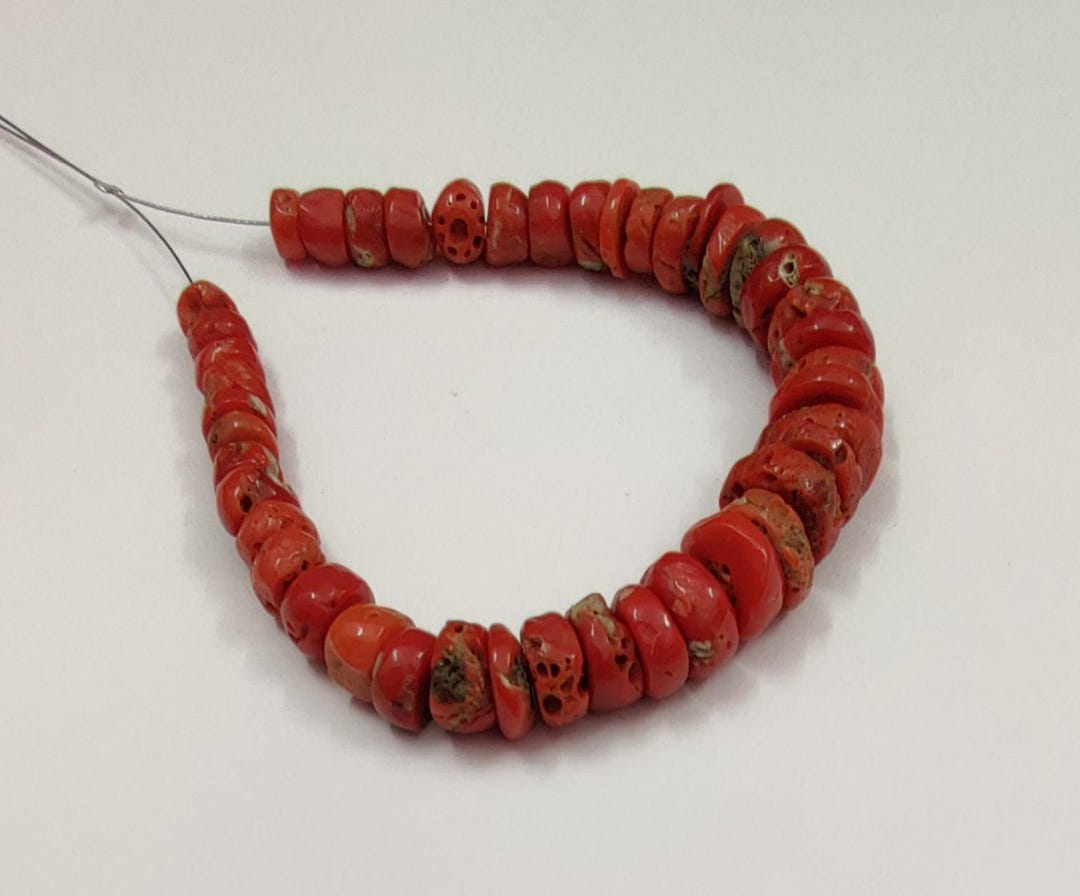 Natural Italian Red Coral Coin Beads: Handmade Gemstone Jewelry Making ...