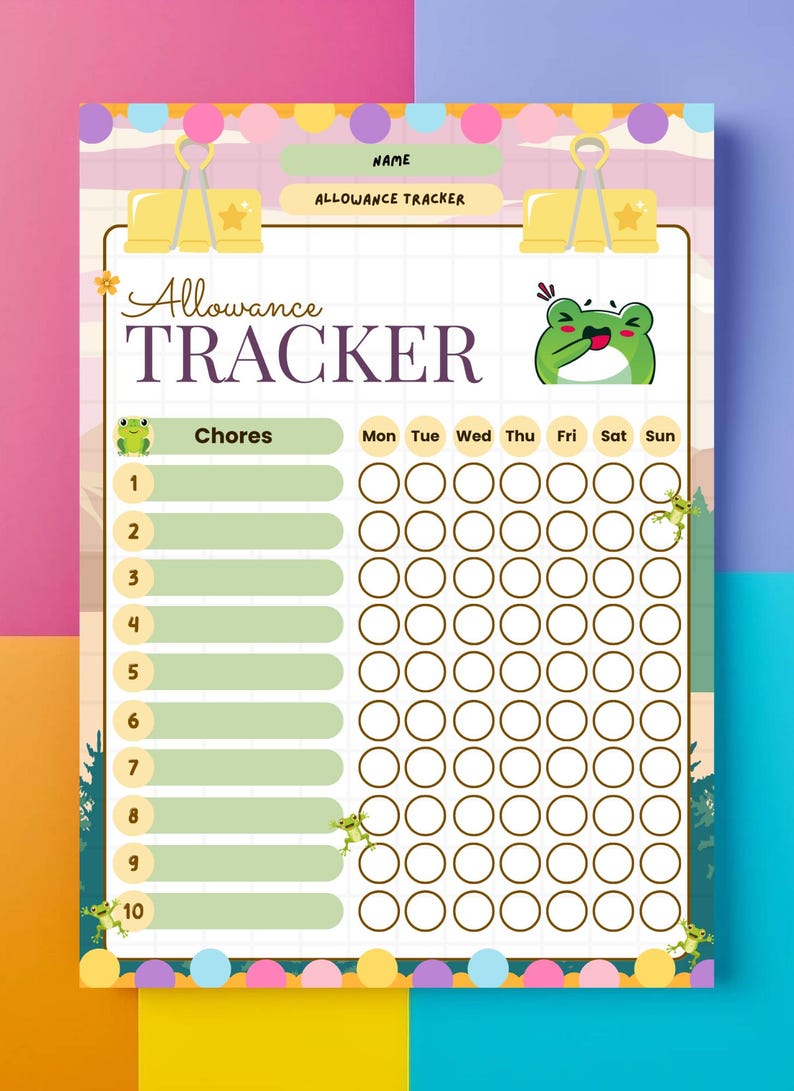 Frog Chore Chart Bundle: Kids' Checklist, Reward System (editable PDF ...