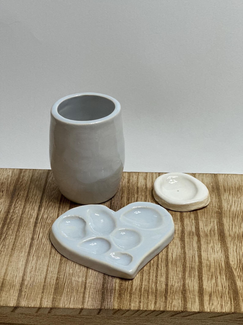 Handmade Ceramic Paint Palette Color | Water Cup |white Mixing Pod - Etsy