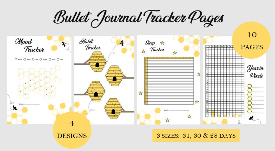 Bullet Journal Tracker Pages, Printable, Journal, Planner Pages, Mood ...