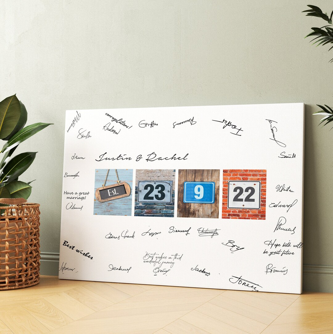 Custom Welcome Wedding Canvas Sign – Photo Wedding Guest Book ...