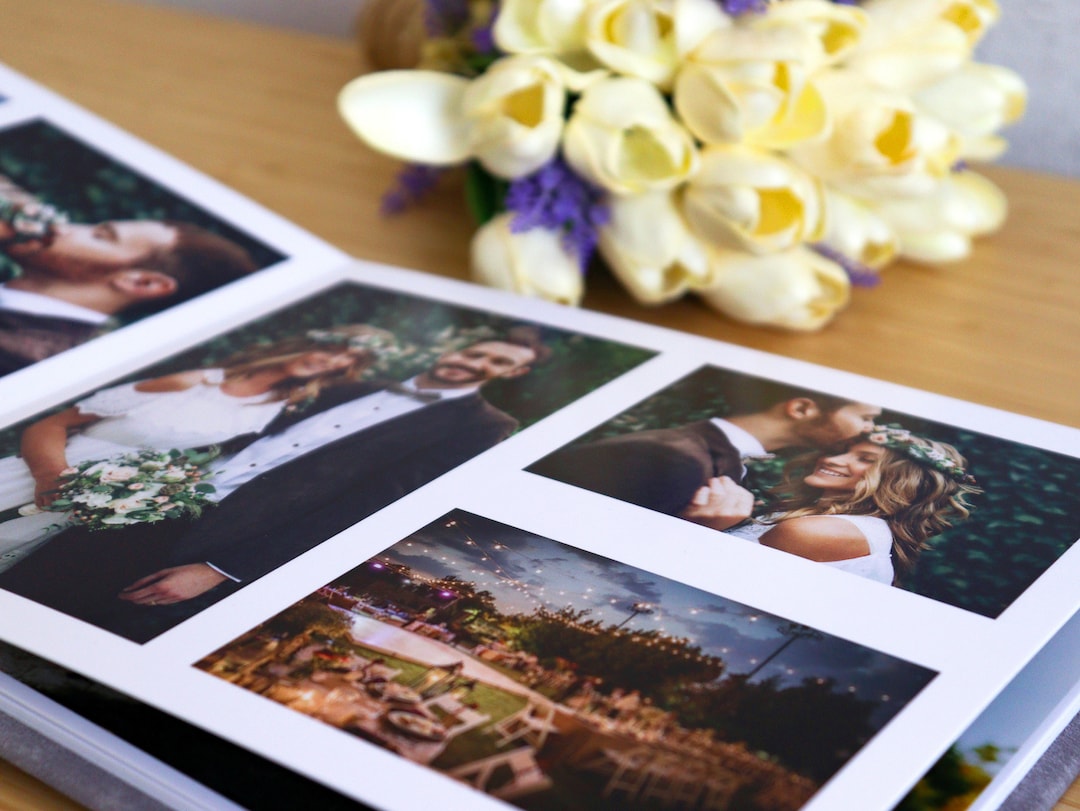 Lay Flat Wedding Photo Album, Personalized Wedding Album, Linen Photo ...