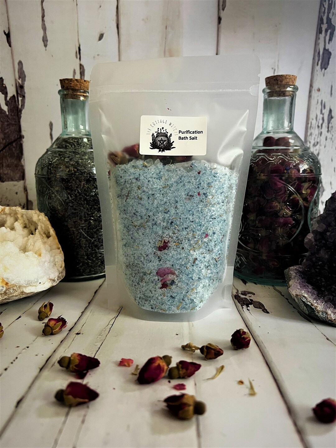 Purification Bath Salt, Detox Salt Bath, Essential Oils, Dried Rose ...