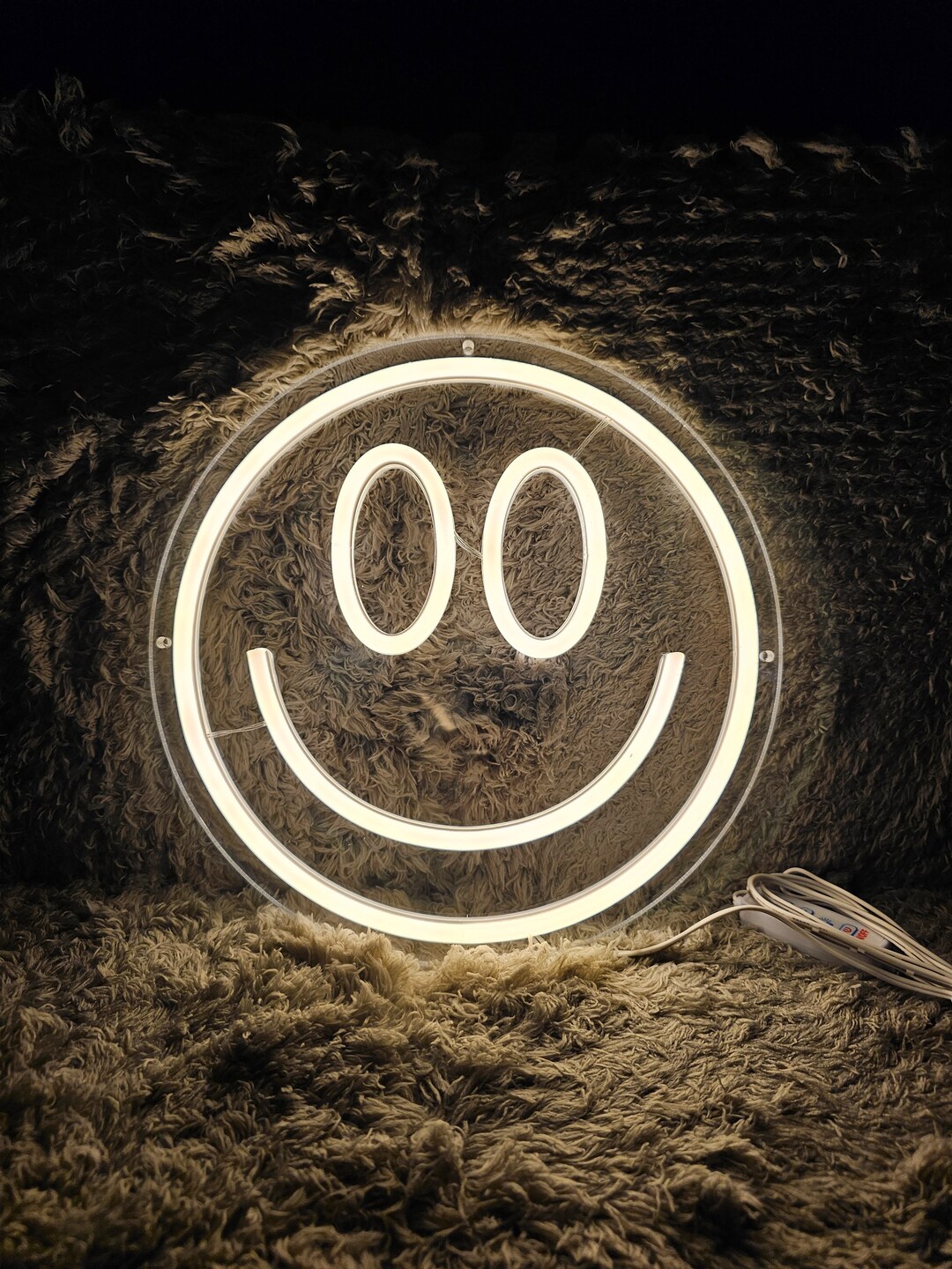 Smiley Face LED Warm White Neon Acrylic Light, Dj Music Room. Man Cave ...