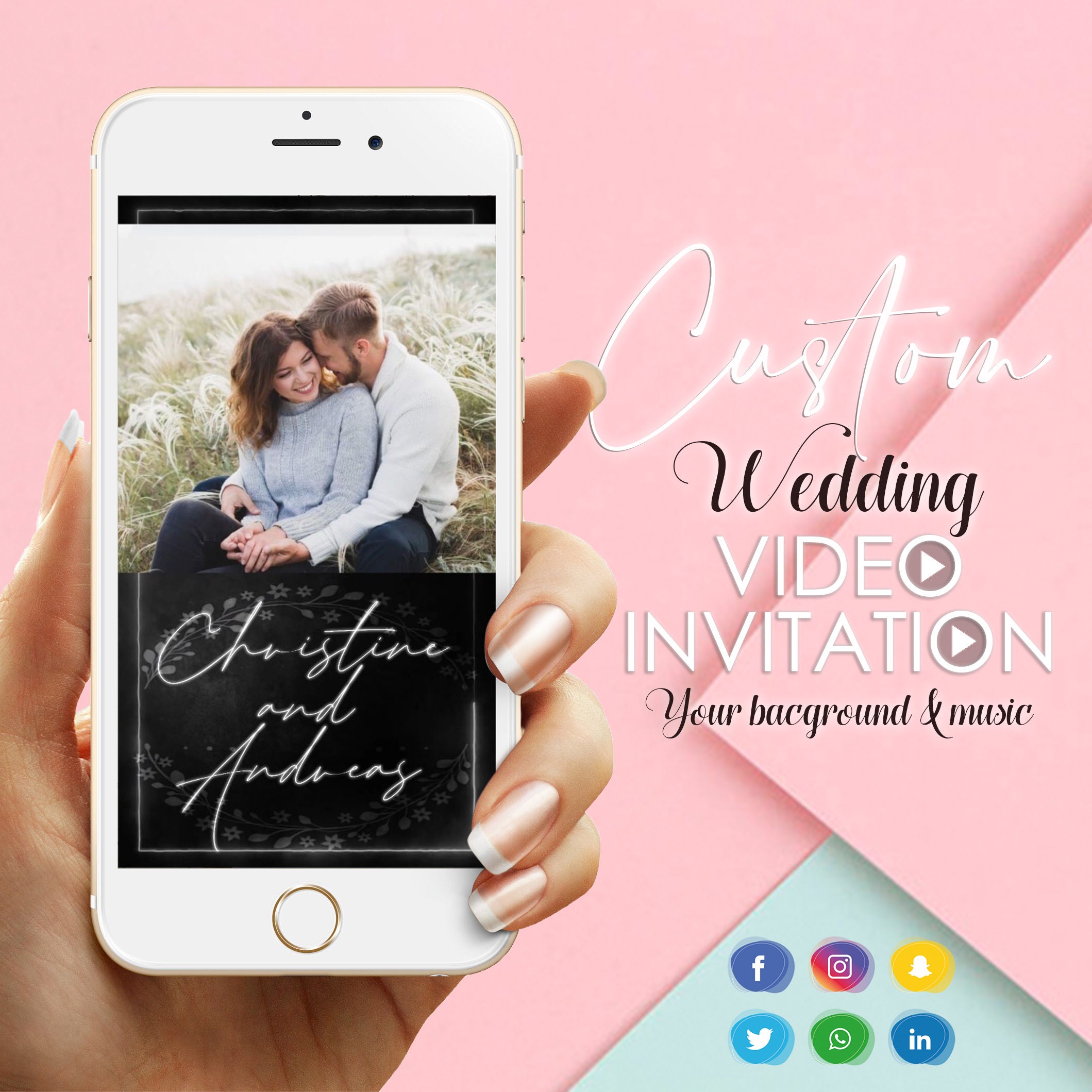 Black Luxury Digital Invitation Wedding Video Invitation - Etsy