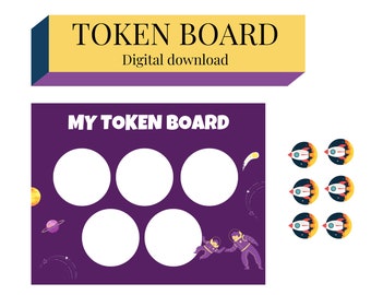 Digital Space Planets Token Board Reward Chart - Etsy