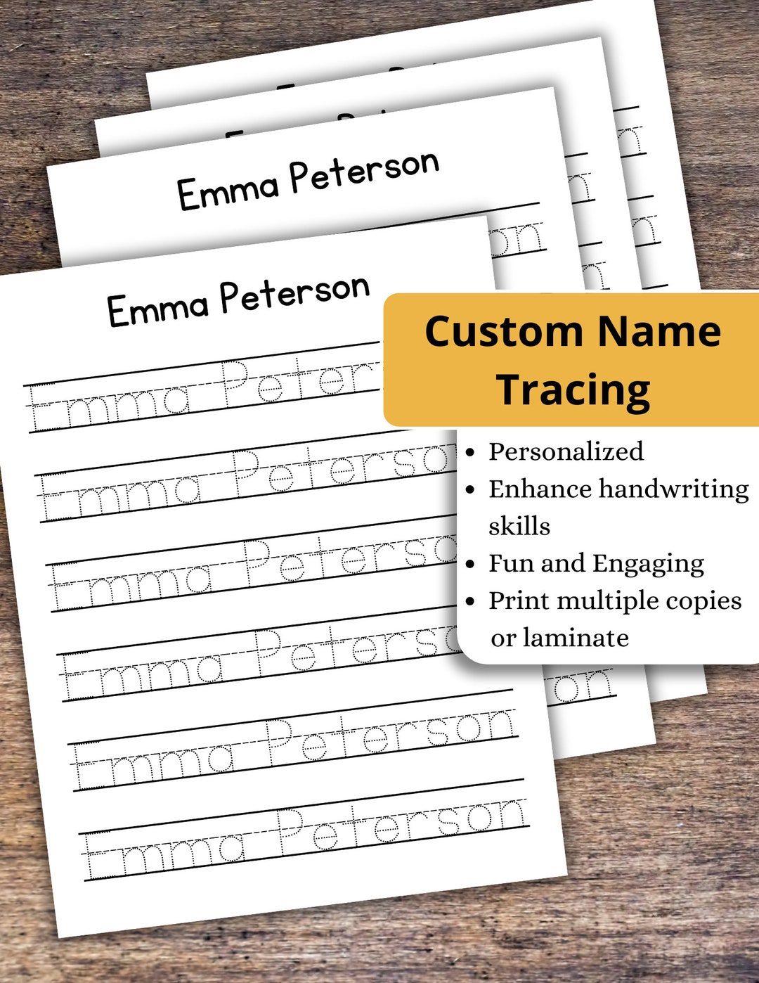 Custom Letter Tracing Sheet Handwriting Practice Personalized Name ...