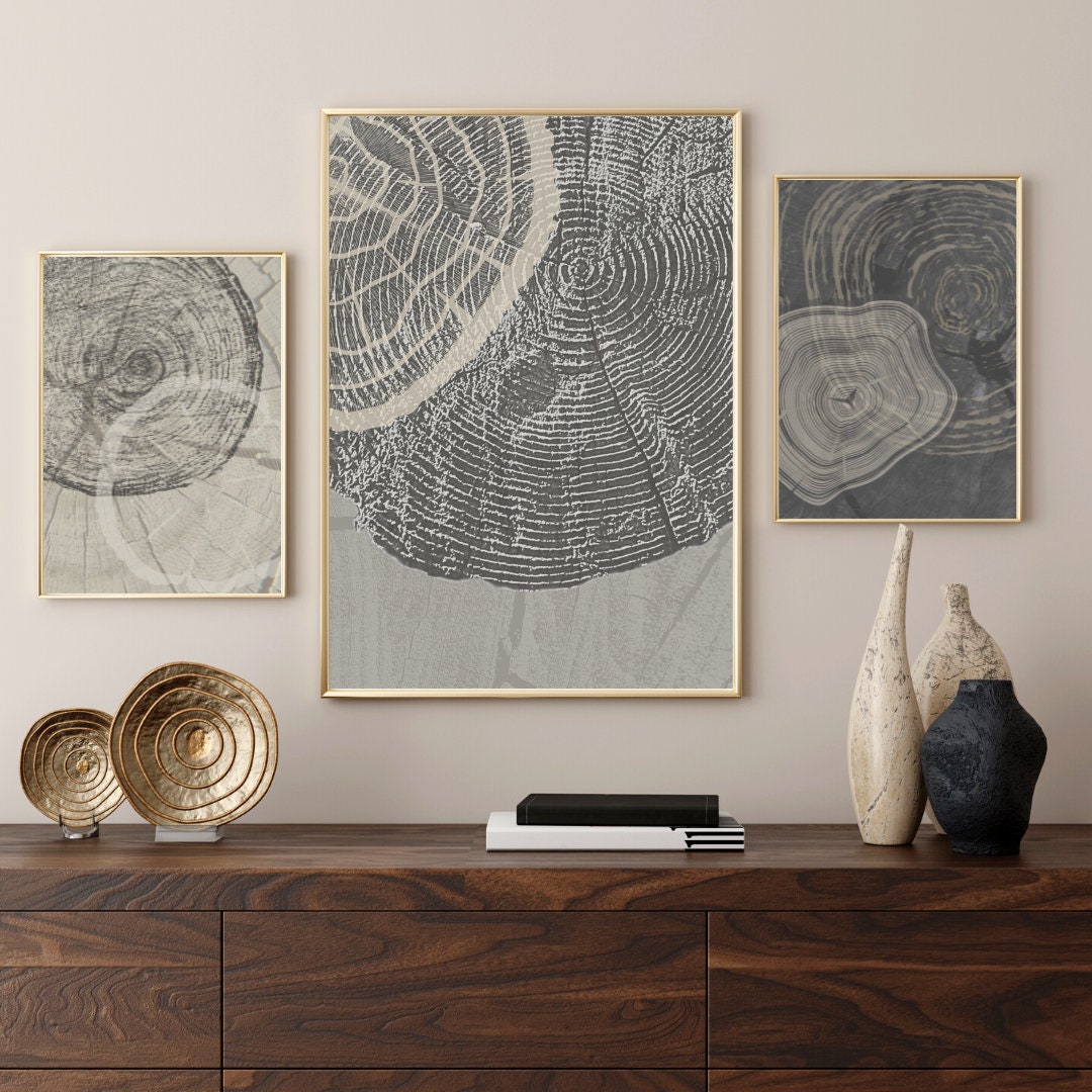 Tree Ring Printable Tree Stump Prints Digital Print Set of 3 Modern ...