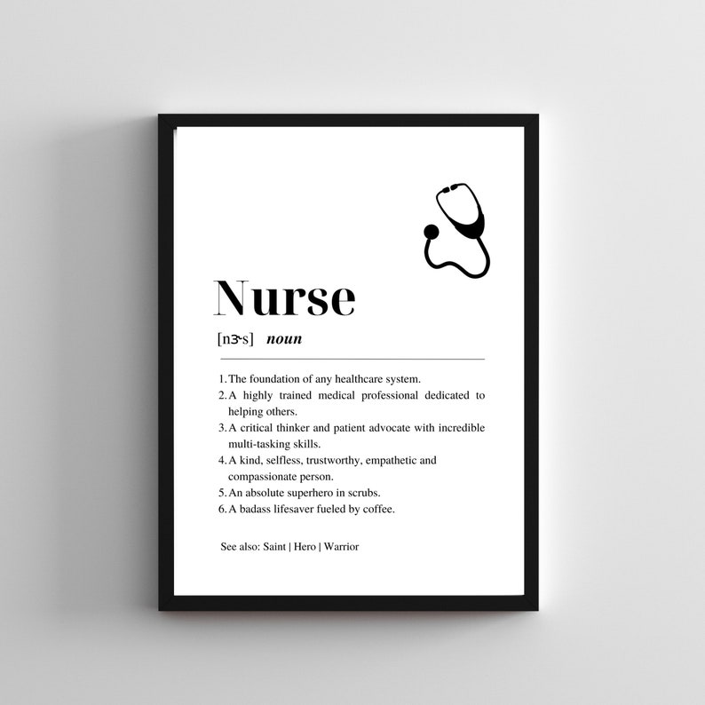 Nurse Definition Print Graduation Gift for Male Nurse Dictionary Print ...