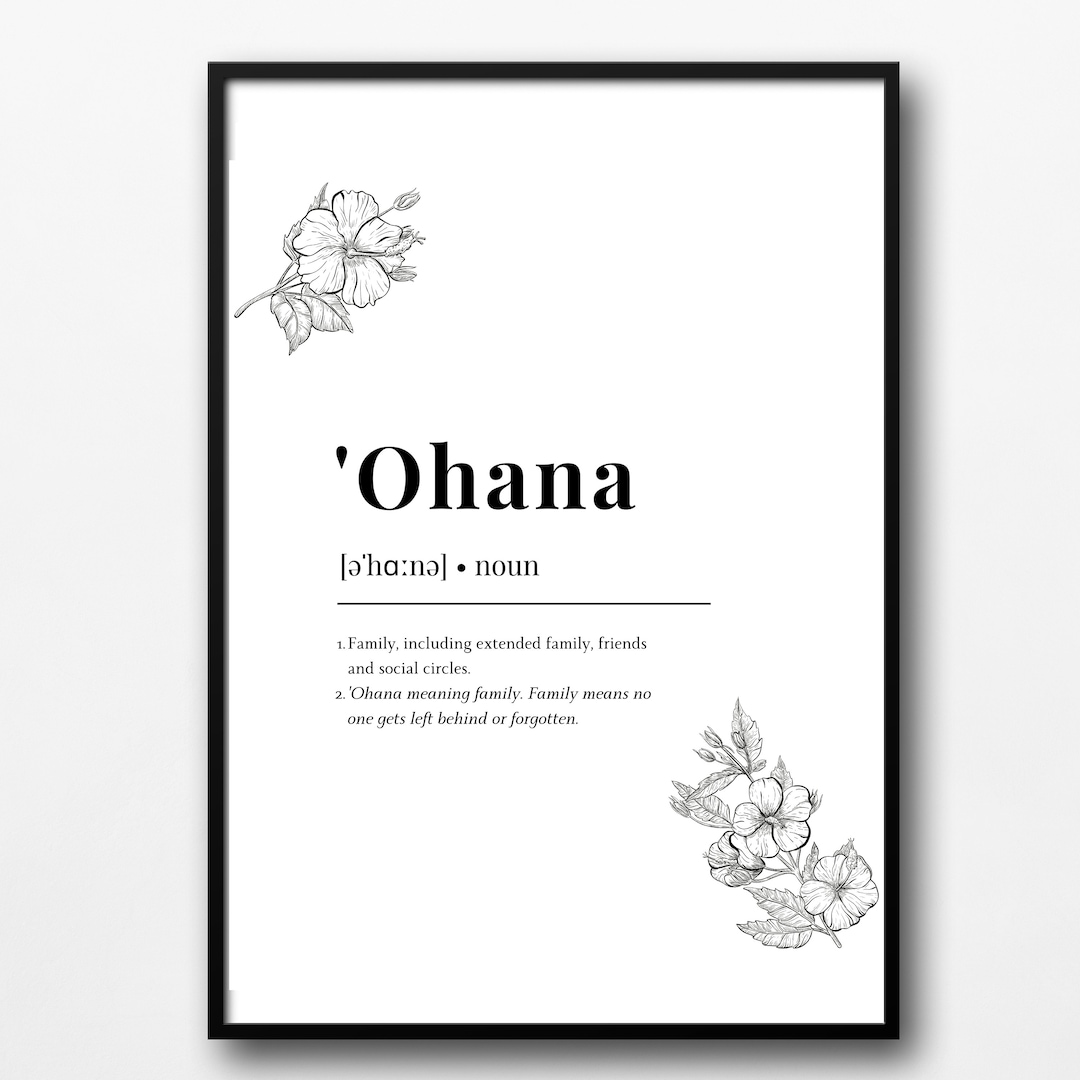 Ohana Definition Print Hawaiian Printable Art Ohana Dictionary Print ...