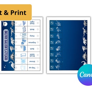 Bedtime Routine Kids Daily Schedule Editable Chore Chart Dinosaures ...