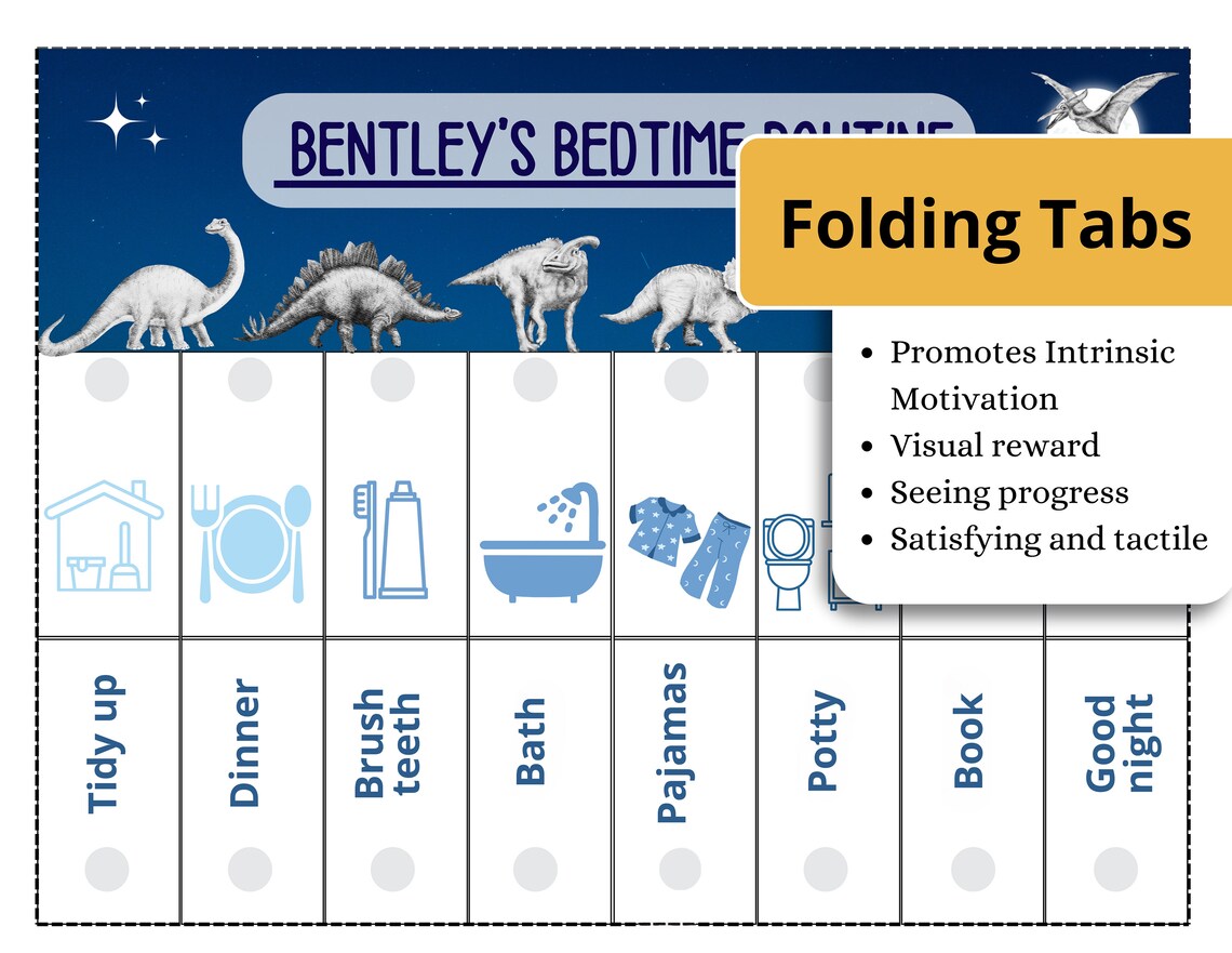 Bedtime Routine, Kids Daily Schedule, Editable Chore Chart Dinosaures ...