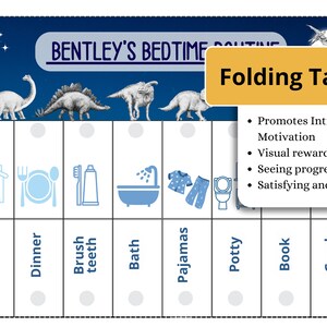 Bedtime Routine Kids Daily Schedule Editable Chore Chart Dinosaures ...