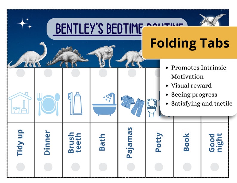 Bedtime Routine, Kids Daily Schedule, Editable Chore Chart Dinosaures ...