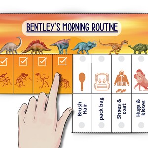 Bedtime Routine Kids Daily Schedule Editable Chore Chart Dinosaures ...