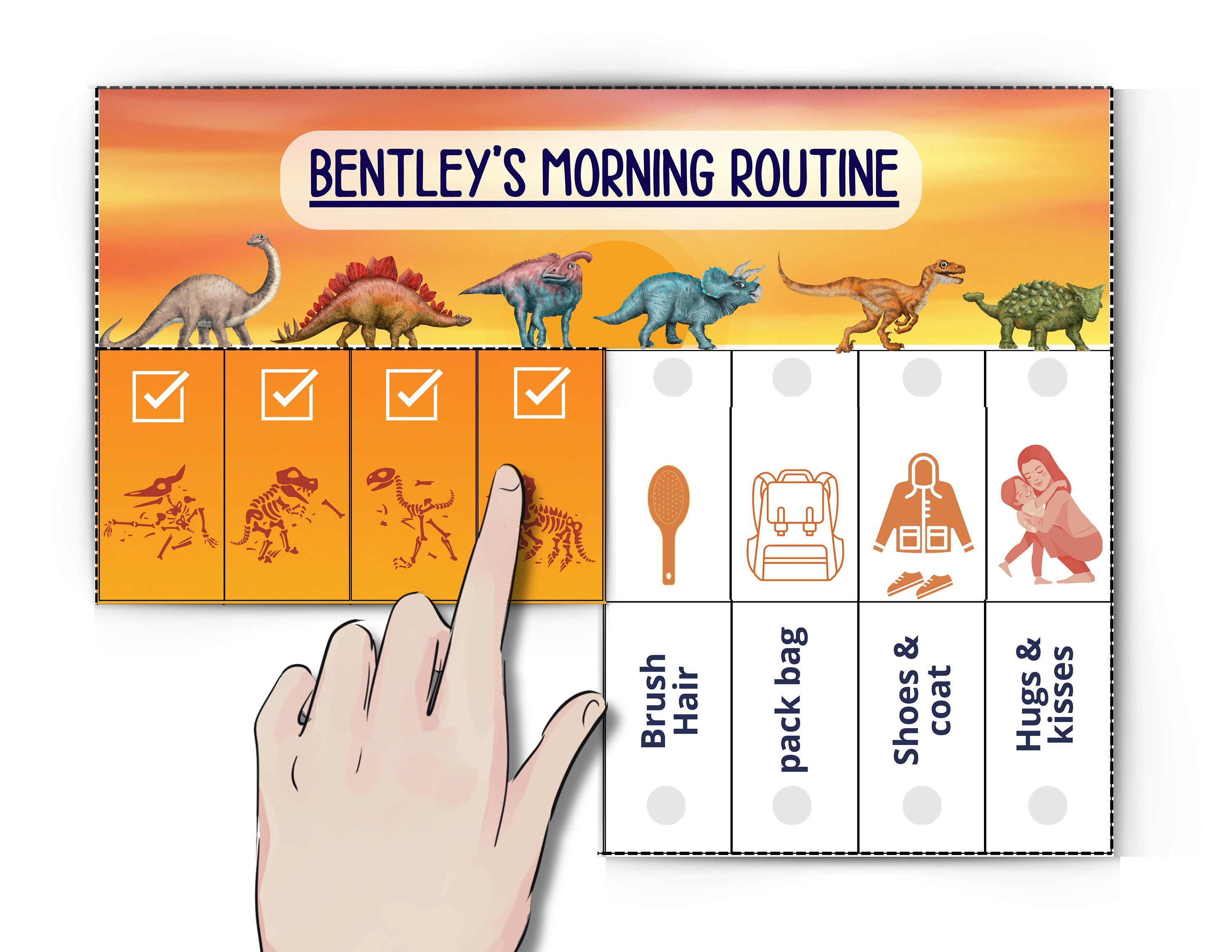 Bedtime Routine, Kids Daily Schedule, Editable Chore Chart Dinosaures ...