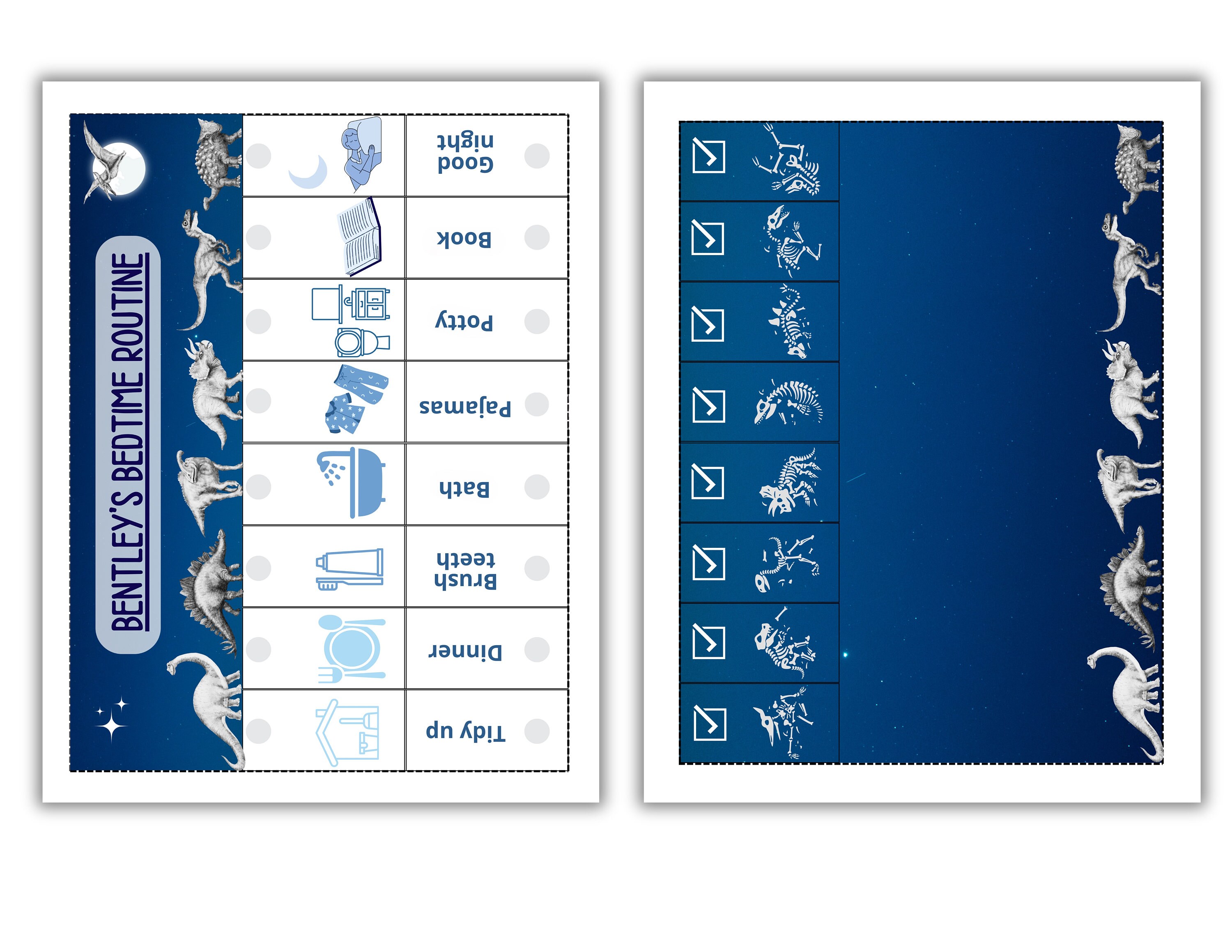 Bedtime Routine, Kids Daily Schedule, Editable Chore Chart Dinosaures ...