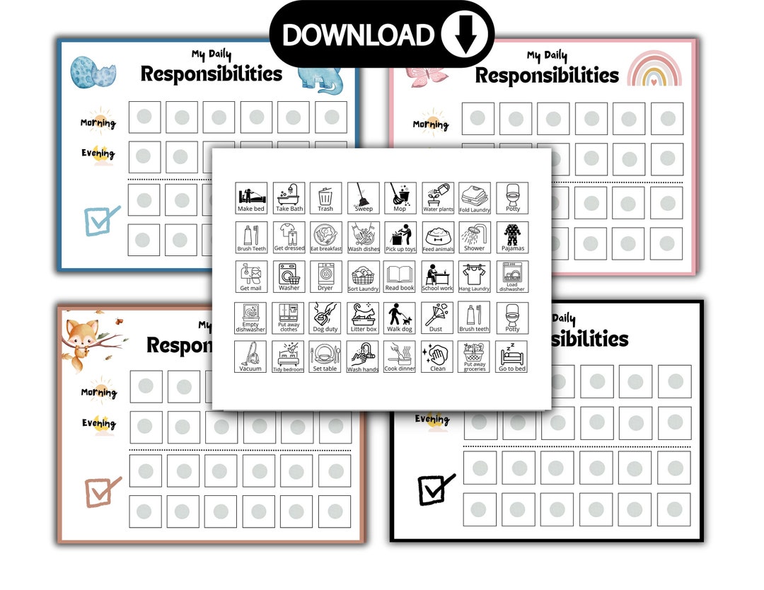 Bedtime Routine Kids Daily Schedule Editable Chore Chart Morning ...