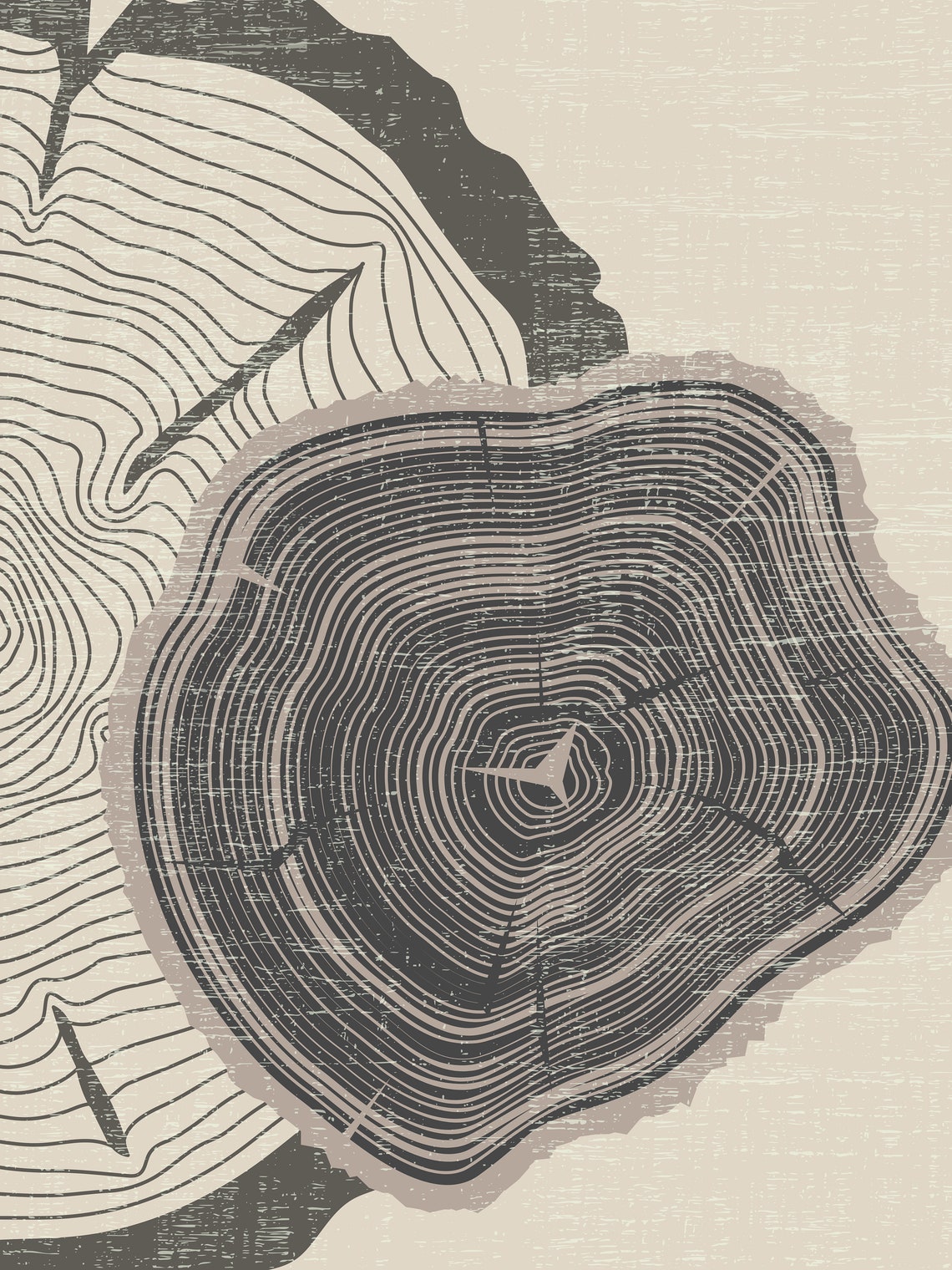 Tree Ring Printable Tree Stump Prints Digital Print Set of 3 Beige Tree ...
