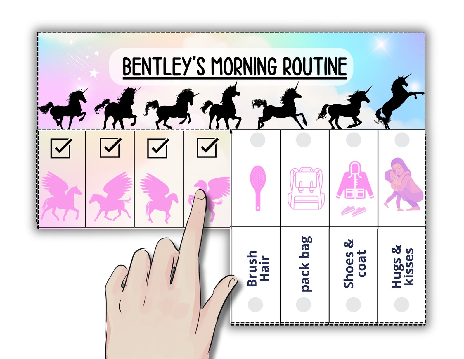 Bedtime Routine, Kids Daily Schedule, Editable Chore Chart Unicorns ...