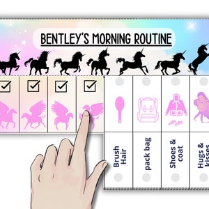Bedtime Routine Kids Daily Schedule Editable Chore Chart Unicorns ...